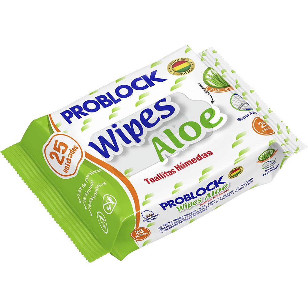 Toallas húmedas de aloe vera - Problock Bolivia